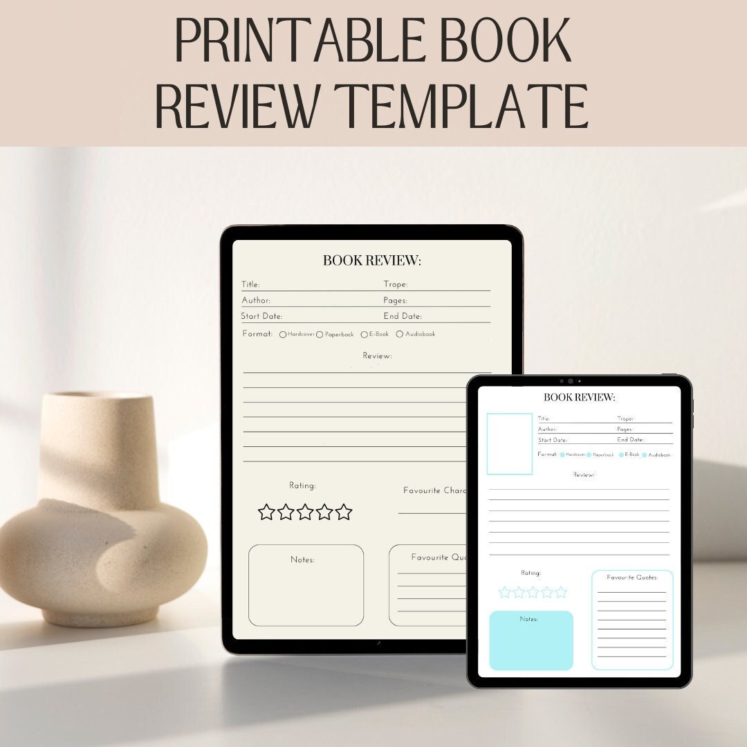 Book Review Template Printable Template Simple Book Review Instant ...