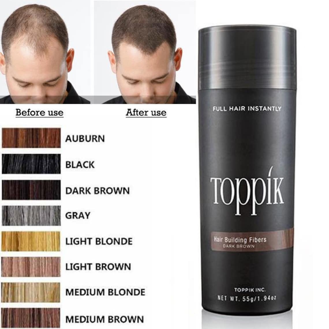 Toppik Dark Brown Black Medium Brown Gray 27 5g Toppik Hair Building