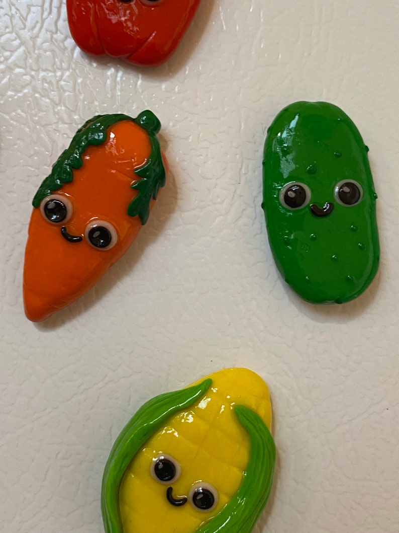 Vegetable Fridge Magnets Polymer Clay Handmade Cute Veggies Kitchen ...