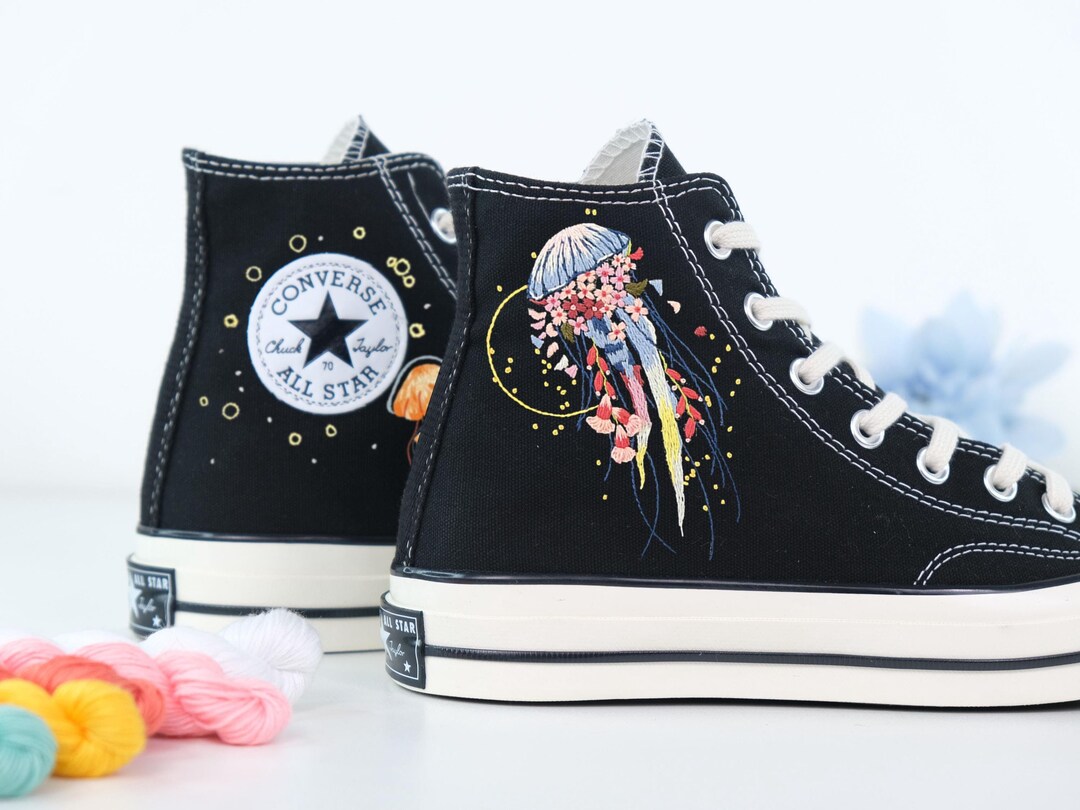 Colorful Jellyfish Custom Converse Chuck Taylor, Jelly Fish Embroidered ...