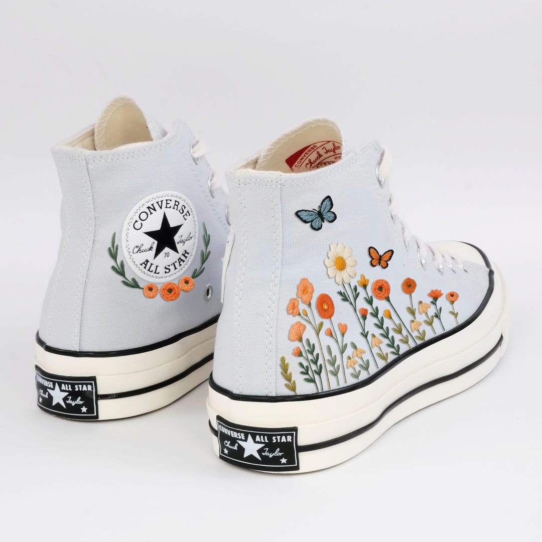 Custom Floral Converse With Butterflies, Birthday Gift for Teen Girl ...