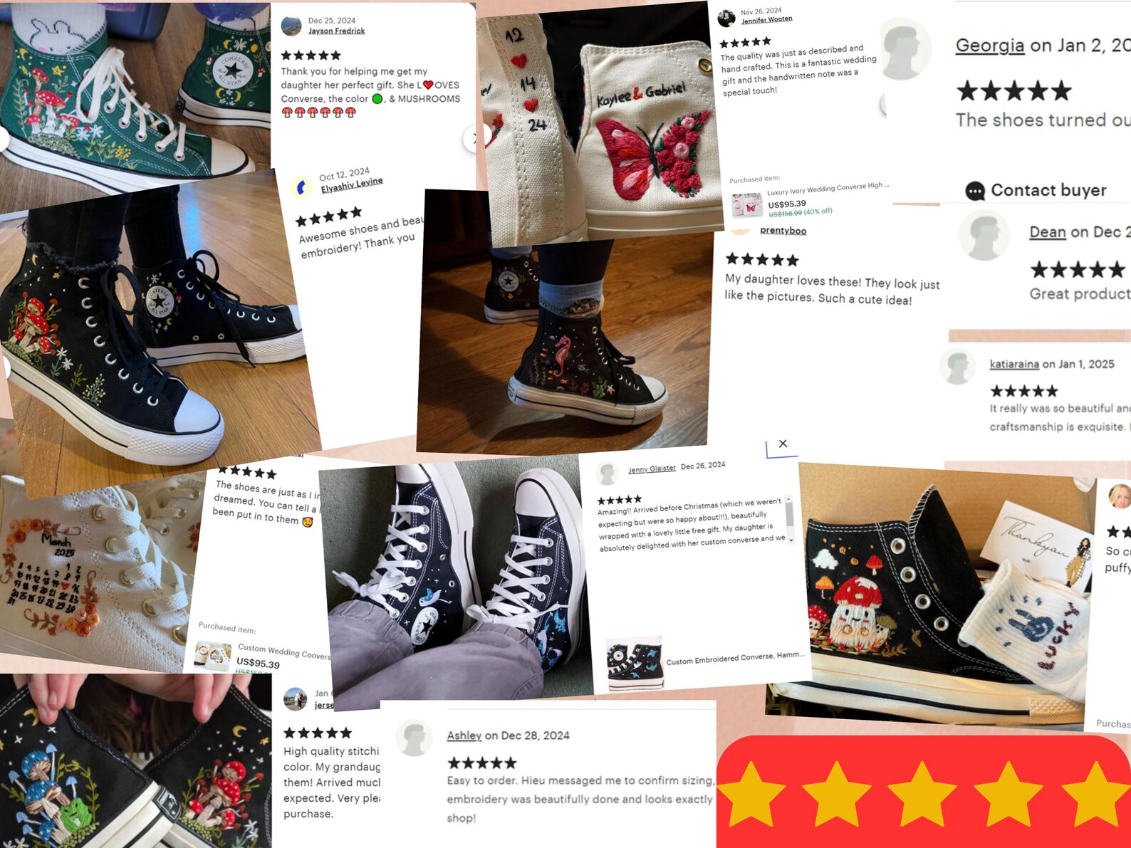 Embroidered Platform Converse, Hand Embroidered Floral High-heel ...