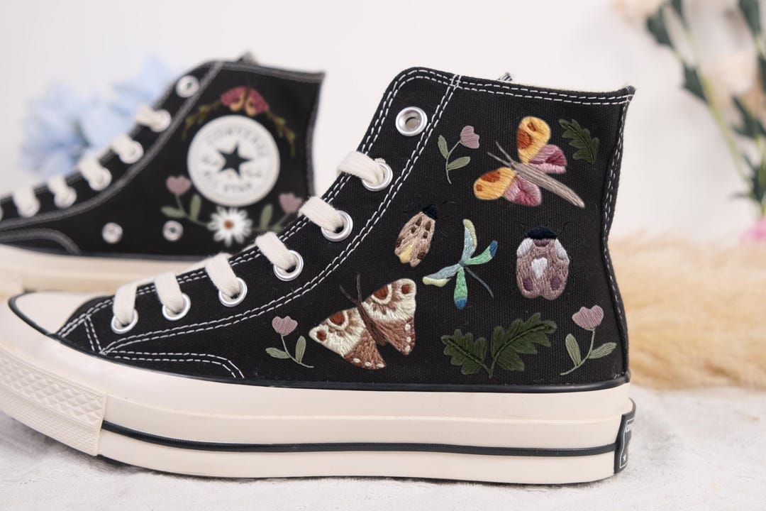 Custom Converse Embroidered/ Bugs Embroidered Converse/ Halloween Vibes ...