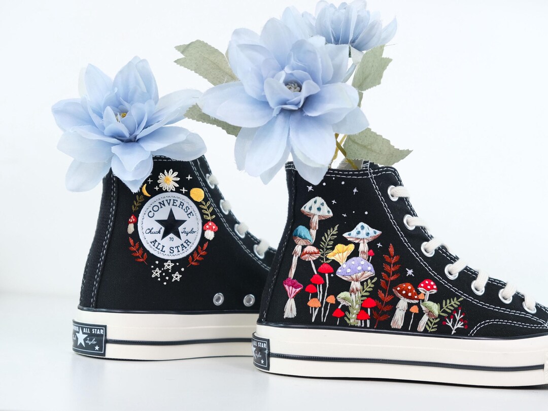 Embroidered Converse Wild Mushroom, Converse Embroidery Colorful ...