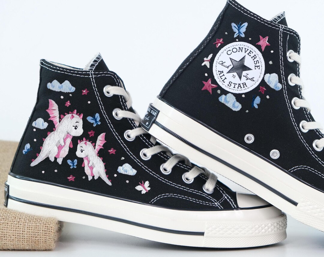 Cute Dragon Embroidered Converse High Tops Chuck Taylor, Dragon ...