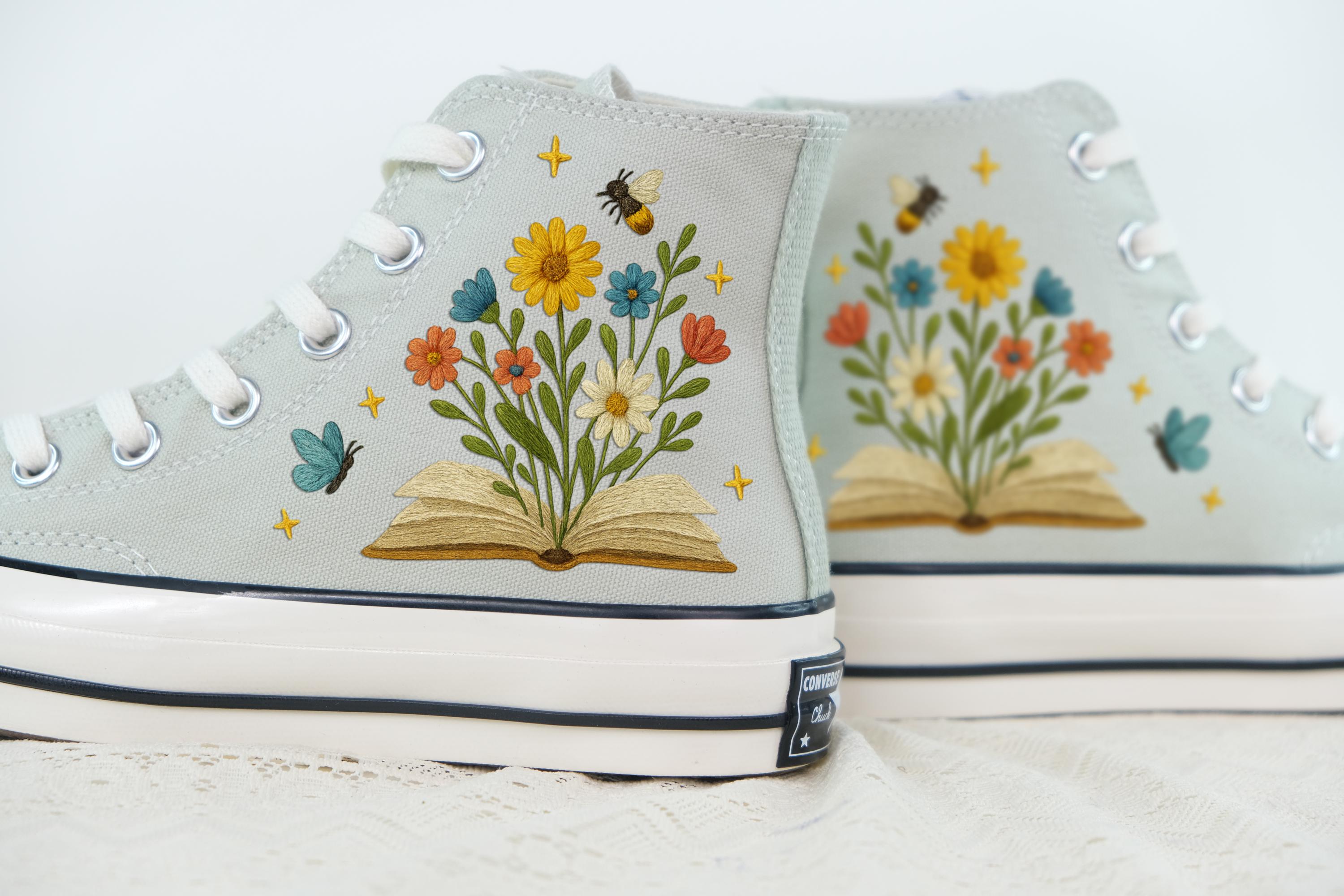 Embroidered Converse Mushroom, Frog, Converse Embroidery Mushroom ...