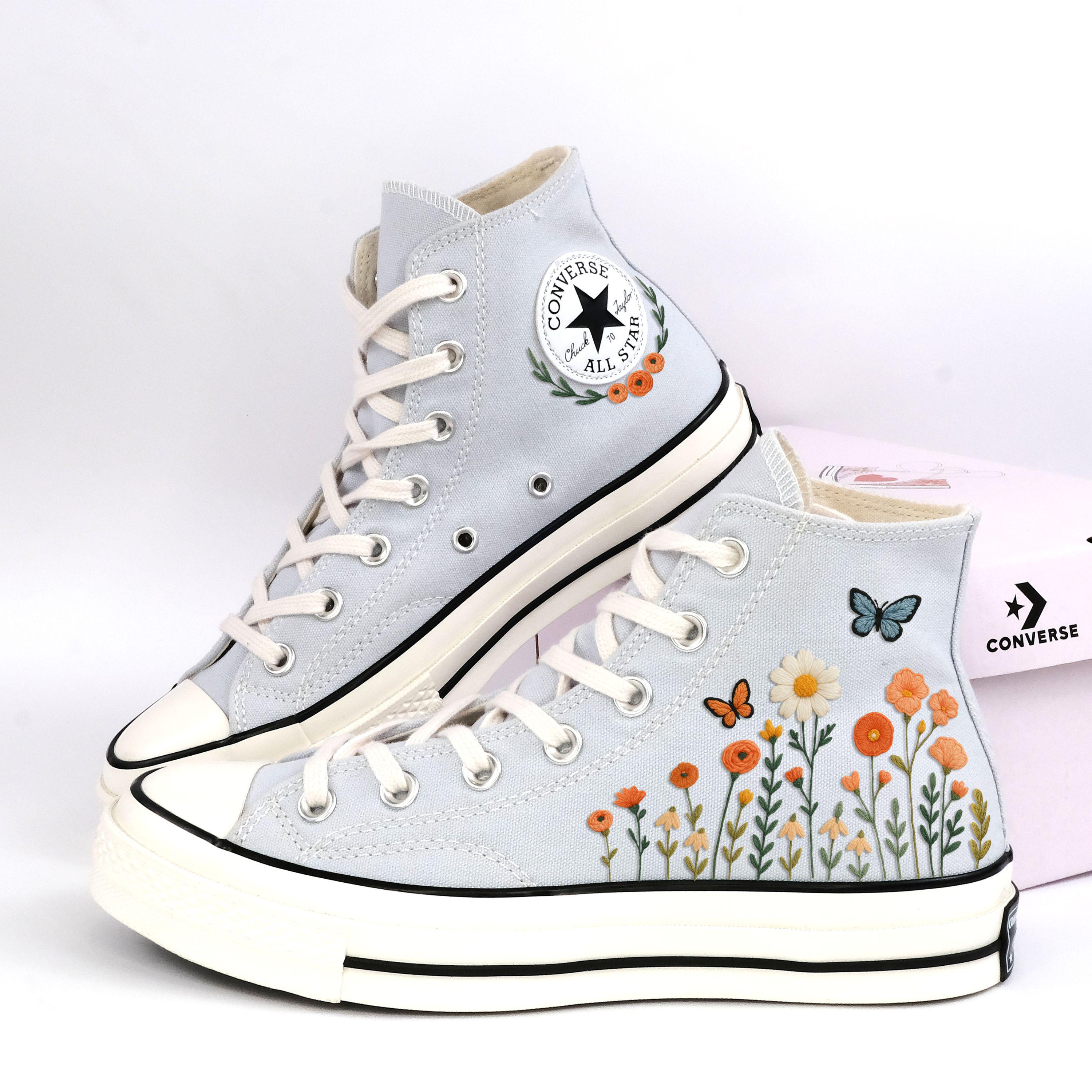 Custom Floral Converse With Butterflies, Birthday Gift for Teen Girl ...