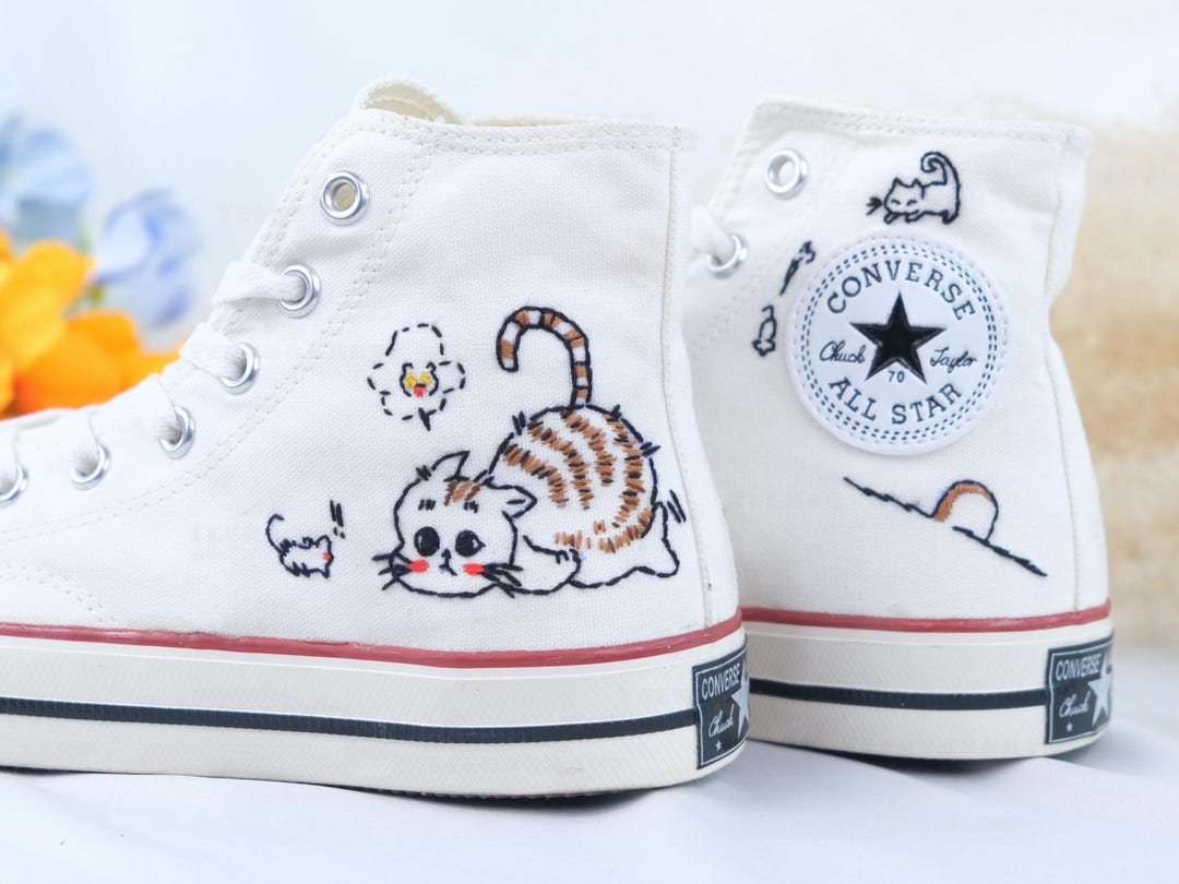 Custom Converse Chuck Taylor Cat, Mouse Embroidered Converse Shoes/ Pet ...