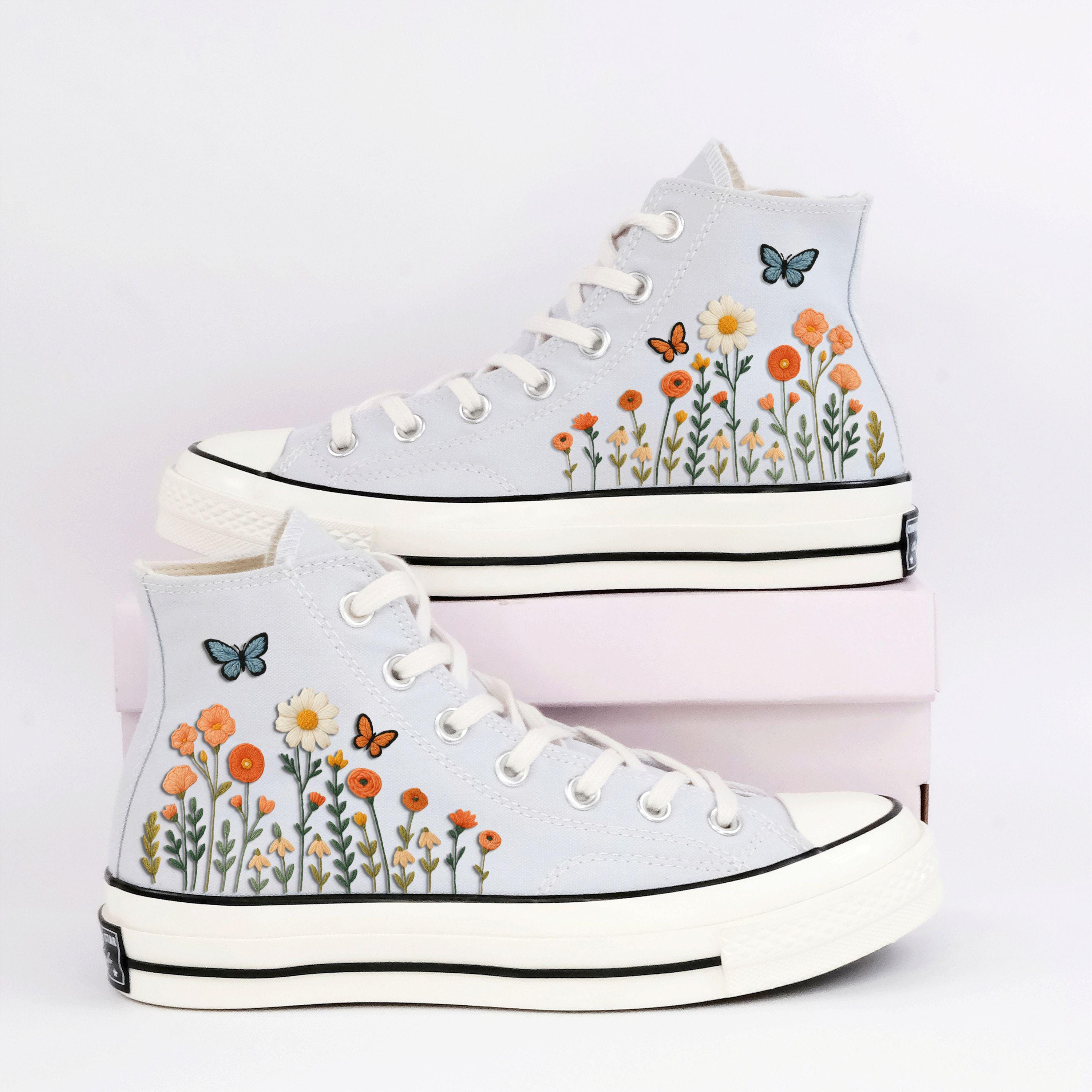 Custom Floral Converse With Butterflies, Birthday Gift for Teen Girl ...