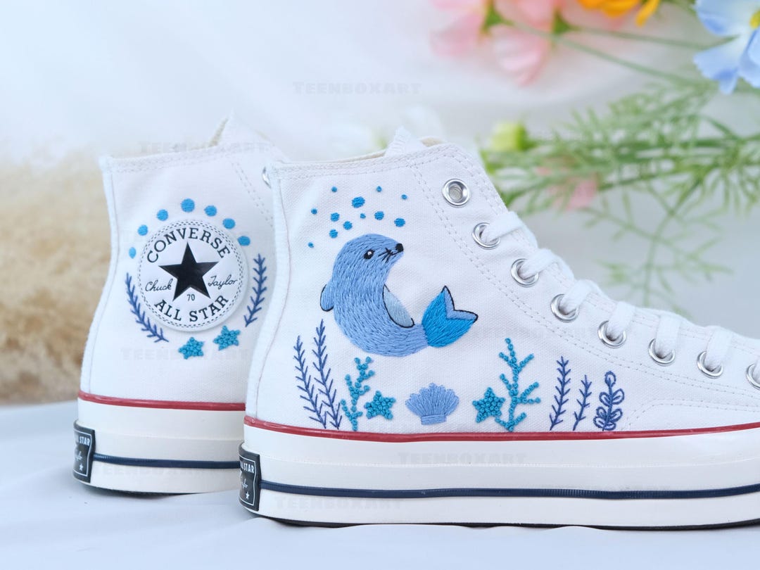 Custom Converse Chuck Taylor Seal Embroidered Converse Shoes/ Ocean ...