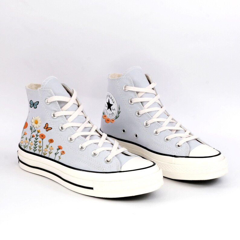 Custom Floral Converse With Butterflies, Birthday Gift for Teen Girl ...