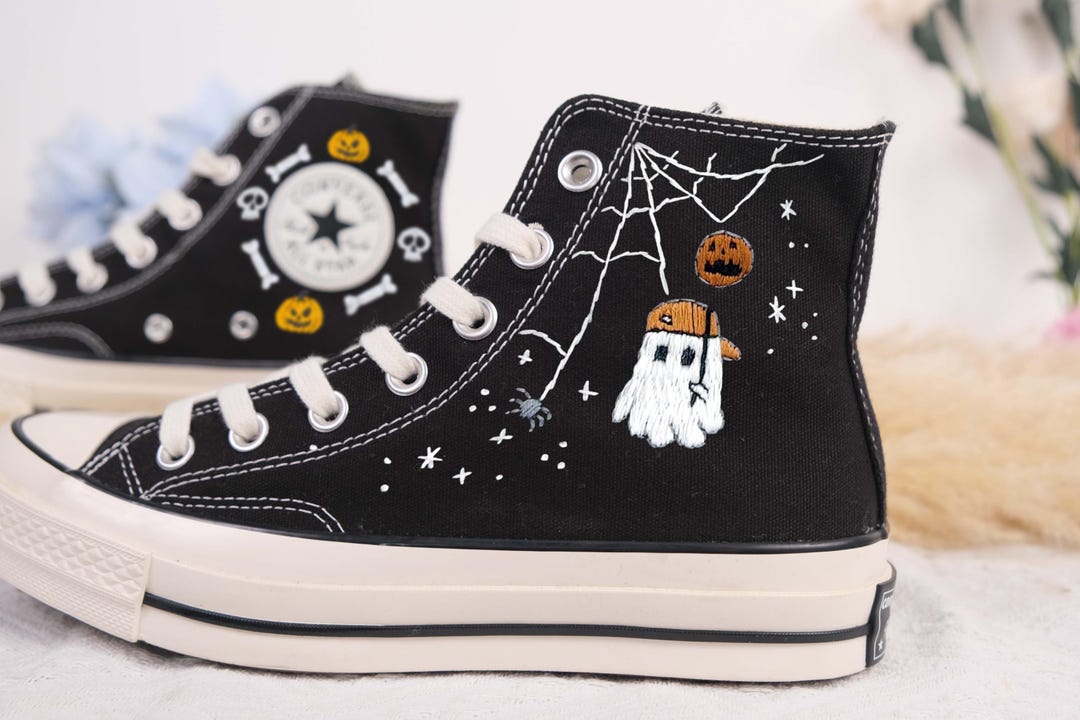 Custom Embroidered Halloween Converse, Character Embroidered Sneakers ...