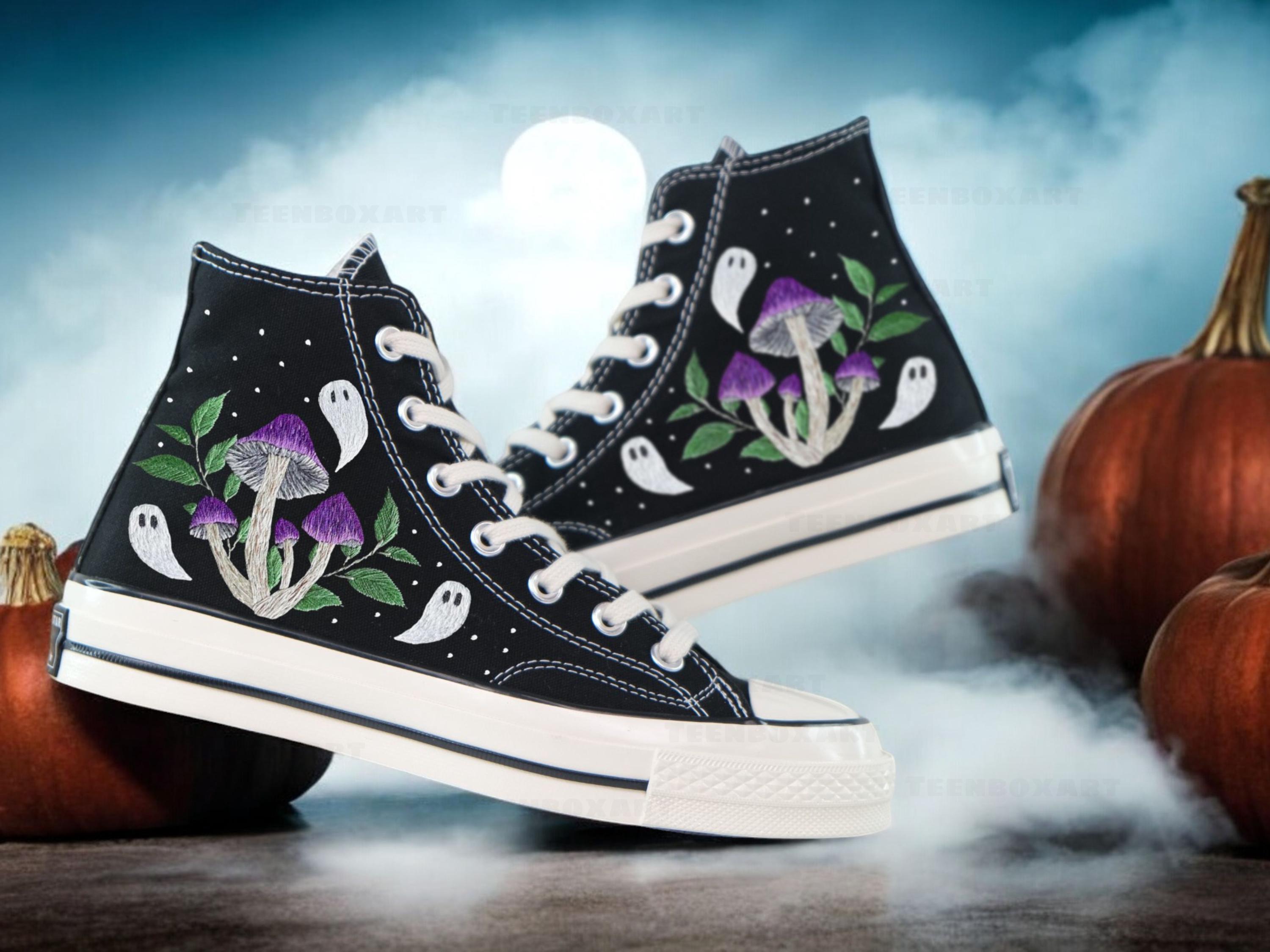 Custom Embroidered Converse, Ghost Embroidered Shoes, Halloween Vibes ...