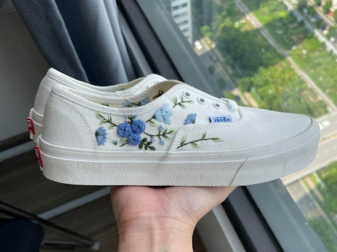 Custom Personalized Wedding Vans, Embroidered Vans, Bridal Flowers ...