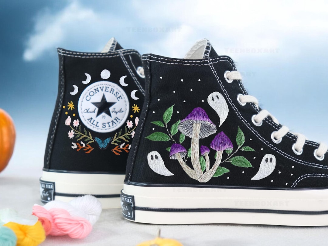 Custom Embroidered Converse, Ghost Embroidered Shoes, Halloween Vibes ...