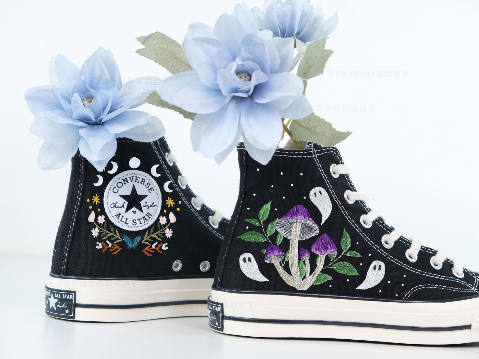 Custom Embroidered Converse, Ghost Embroidered Shoes, Halloween Vibes ...