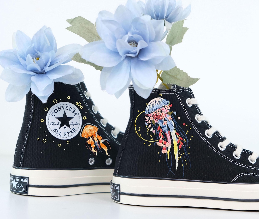 Colorful Jellyfish Custom Converse Chuck Taylor, Jelly Fish Embroidered ...