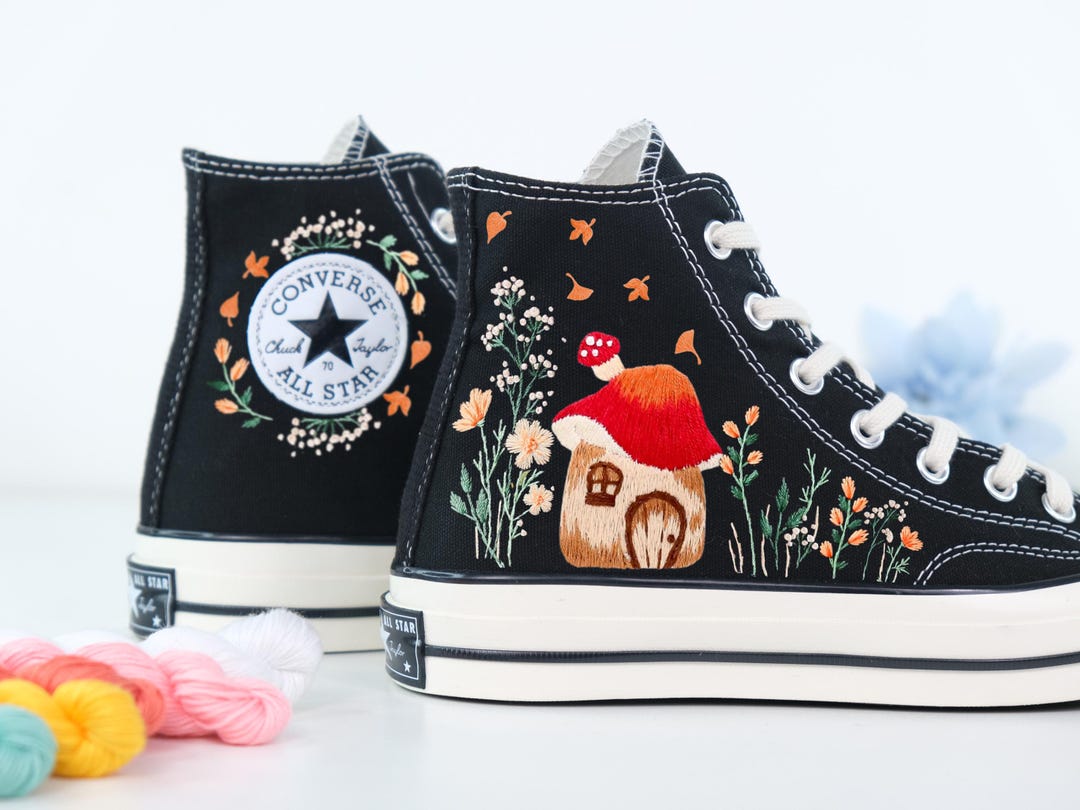 Fairy Cottage Embroidered Converse, Enchanted Forest Custom Sneakers ...