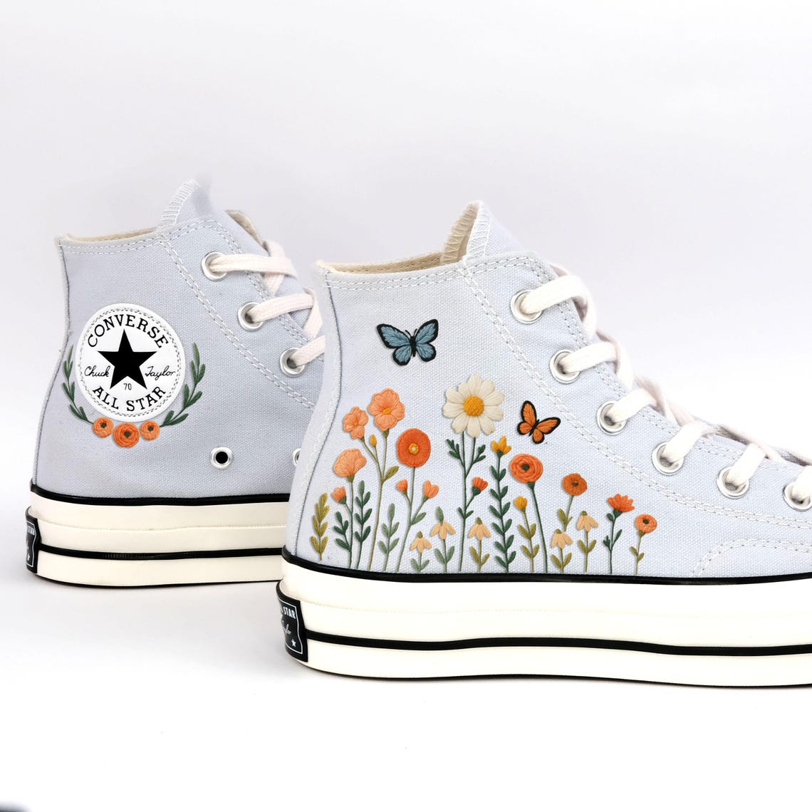 Custom Floral Converse With Butterflies, Birthday Gift for Teen Girl ...