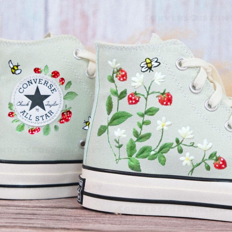Embroidered Converse - Etsy