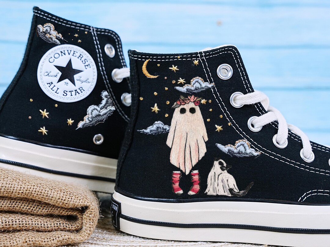 Custom Embroidered Converse, Chuck Taylor Converse Embroidered Ghost ...