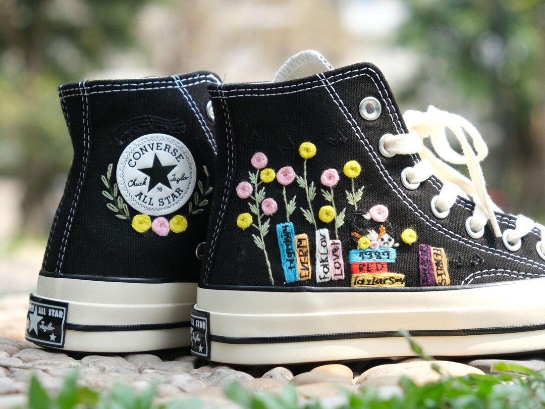 Fantasy Book Lover Embroidered, Custom Converse High Tops Embroidered ...