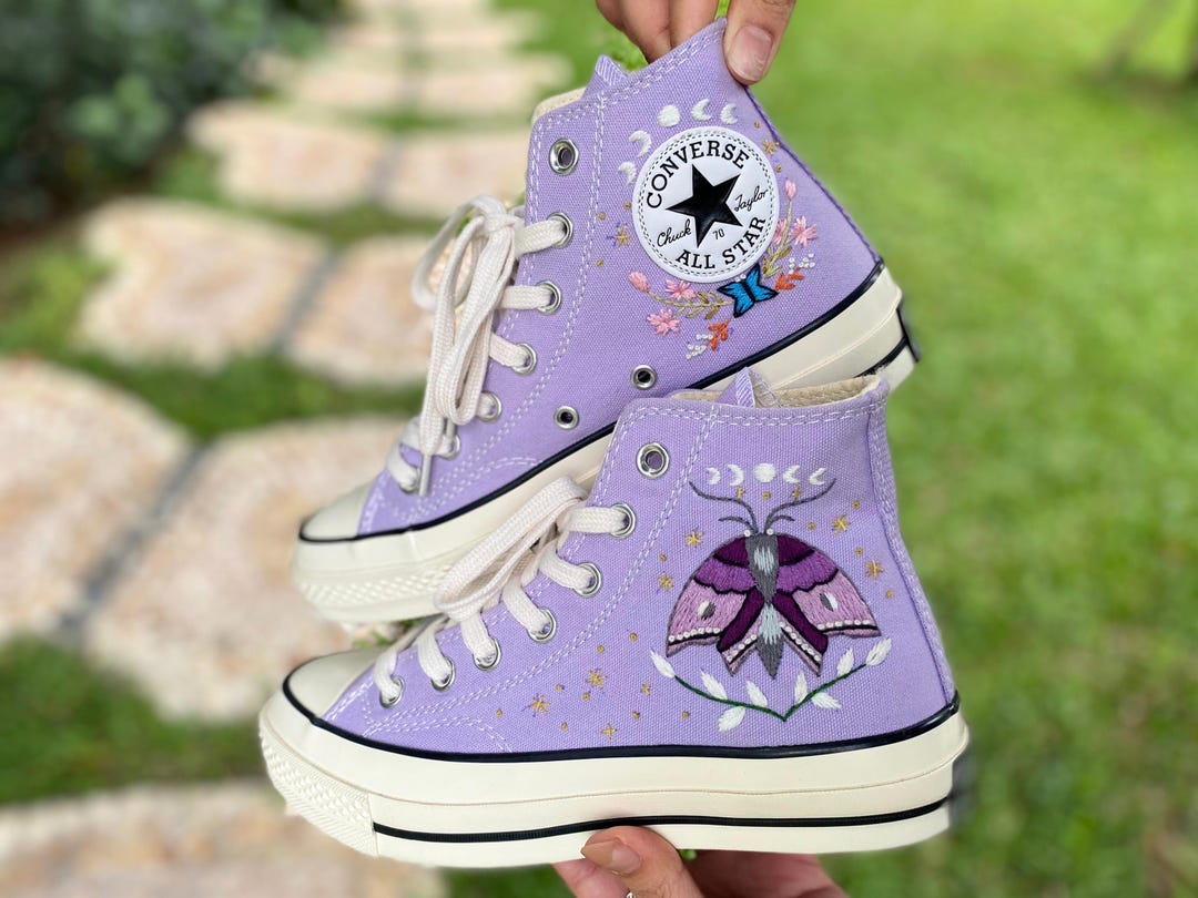 Butterfly Embroidered Converse, Converse Embroidered Actias Luna ...