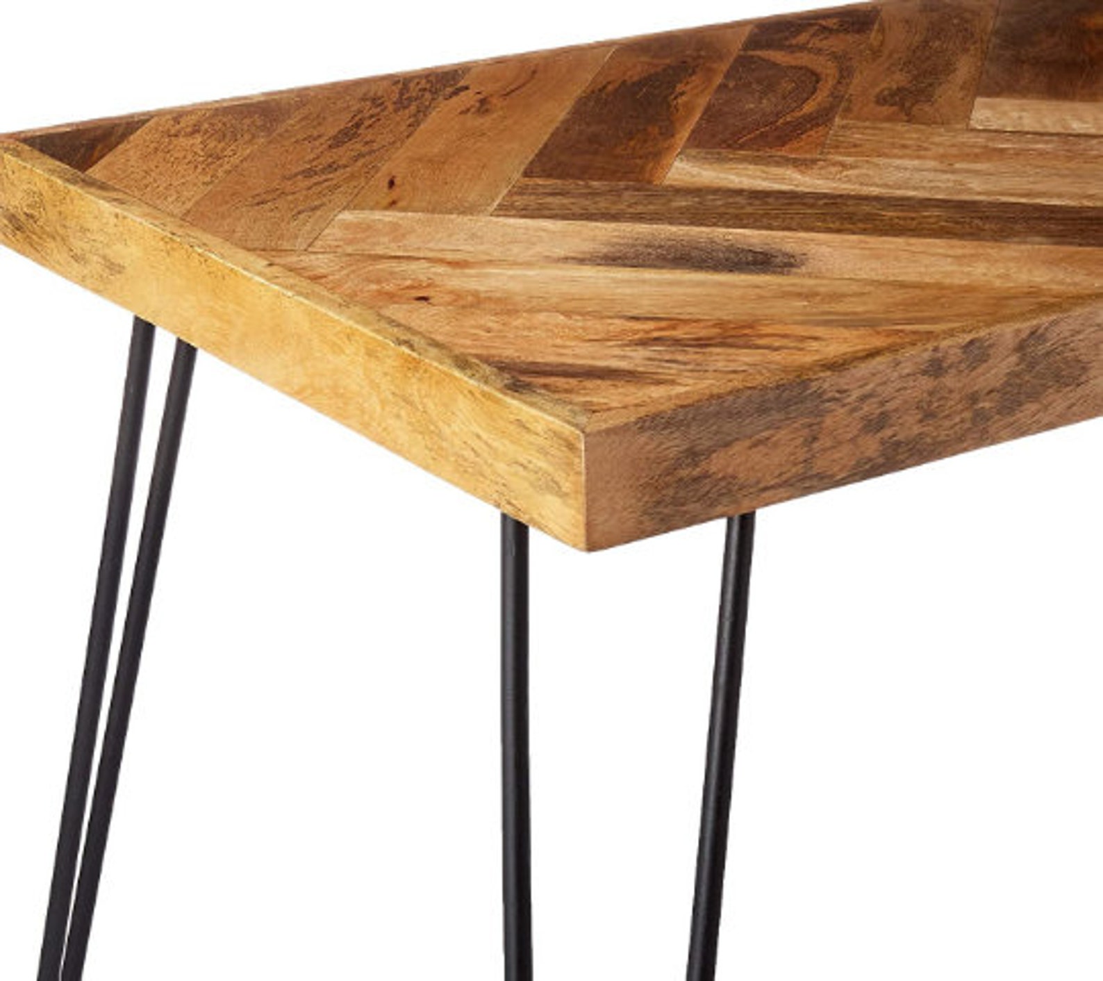 Solid Mango Wood Mid Century Modern Office Desk With Hairpin Legs Solid ...