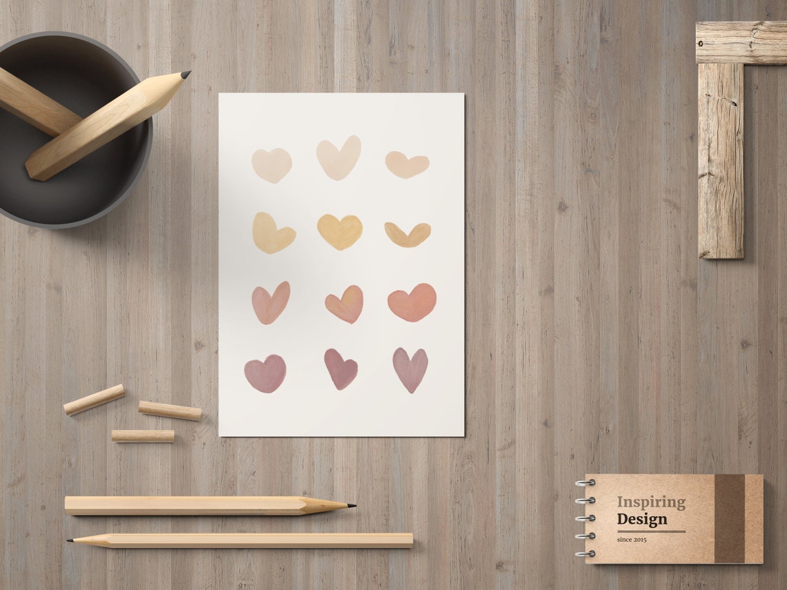 Coffee Art Print Coffee Color Palette Coffee Sticker Heart Shapes ...