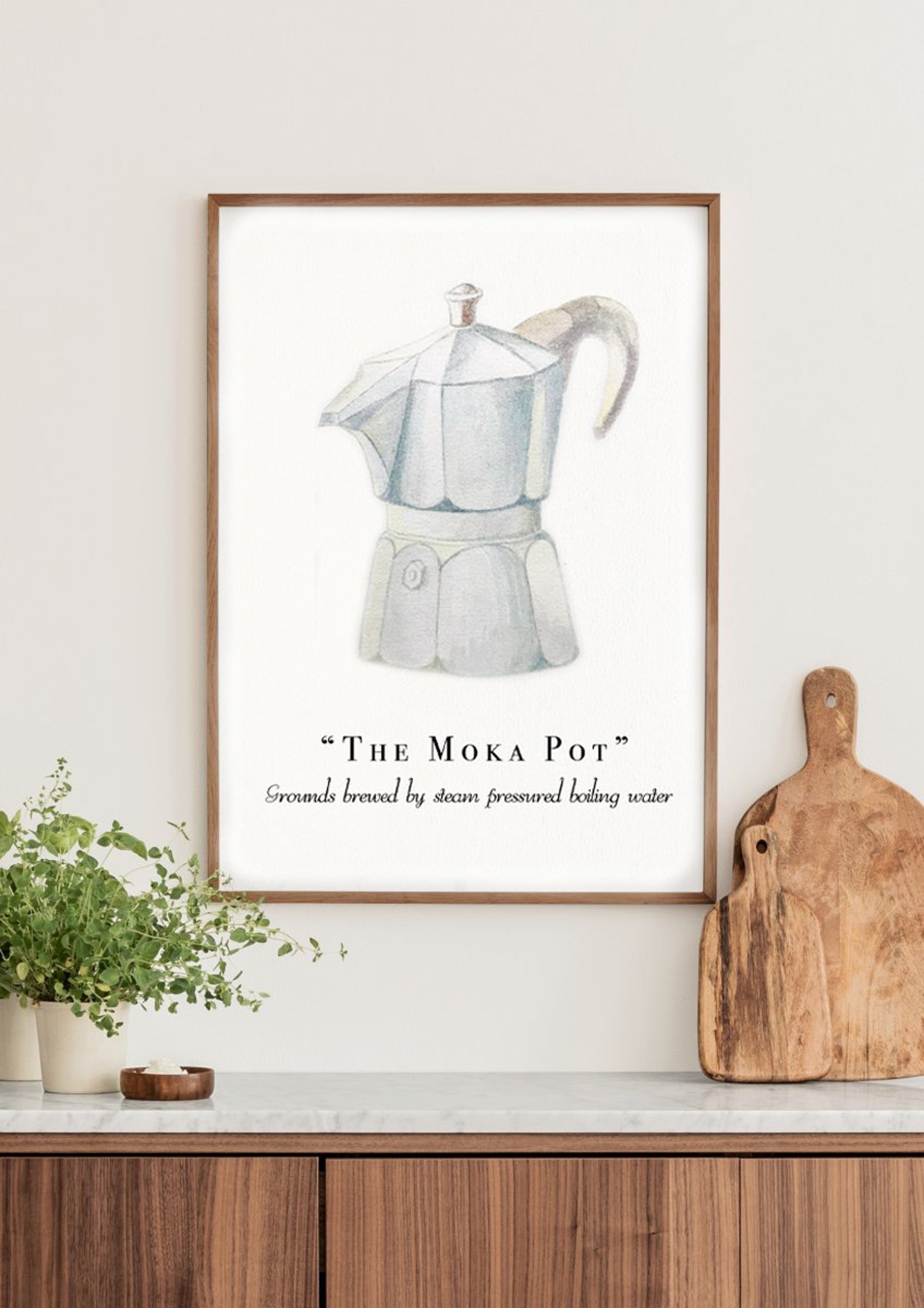 Coffee Poster Moka Pot Art Print Coffee Maker Watercolor - Etsy