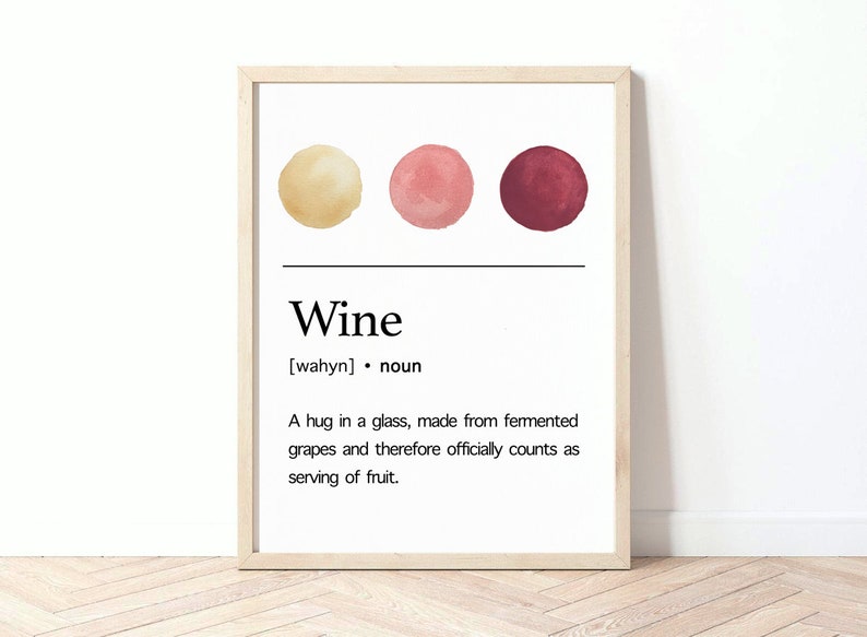 Wine Definition Art Print Wine Poster Drinks Poster Watercolor - Etsy
