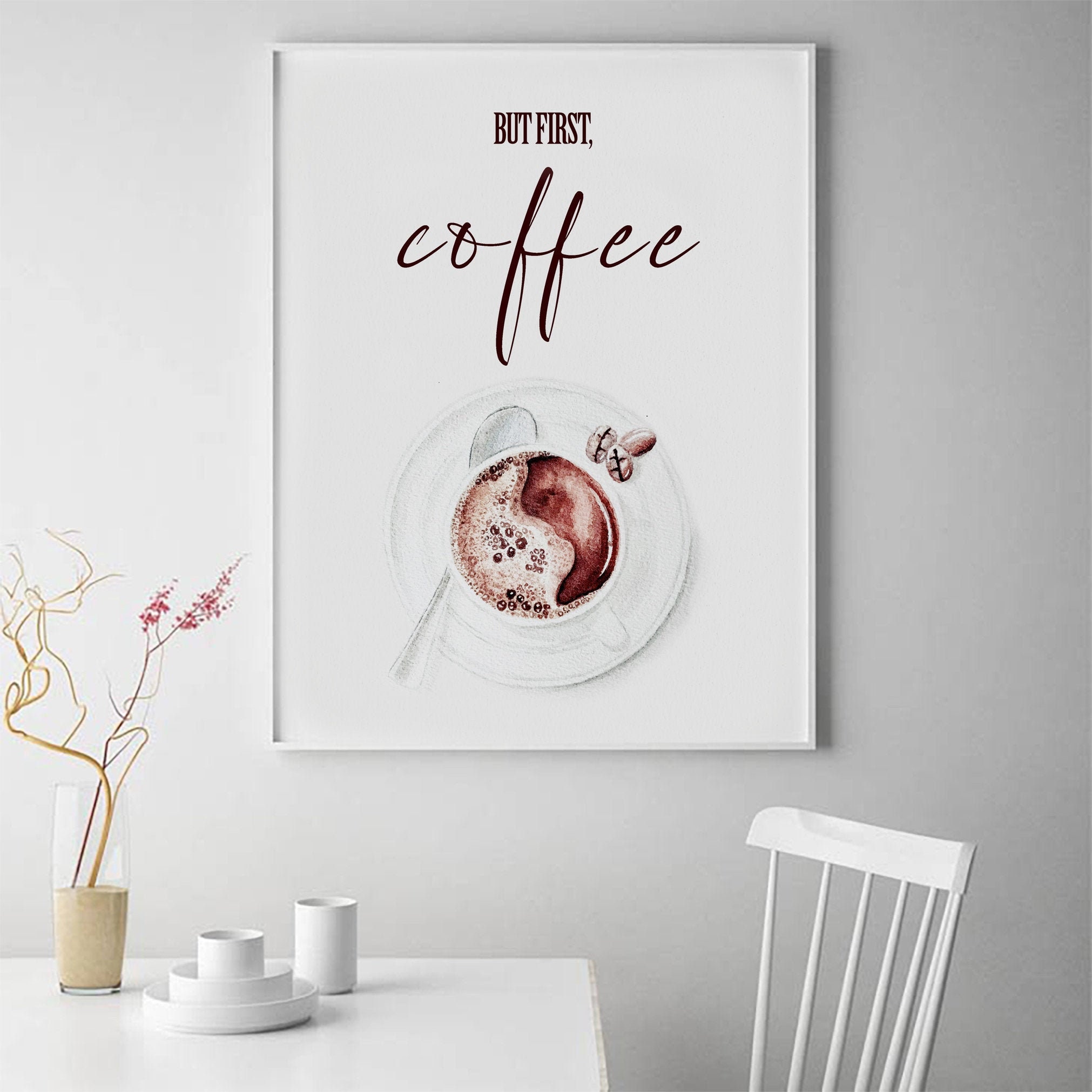 Cup of coffee art print coffee poster coffee painting coffee | Etsy