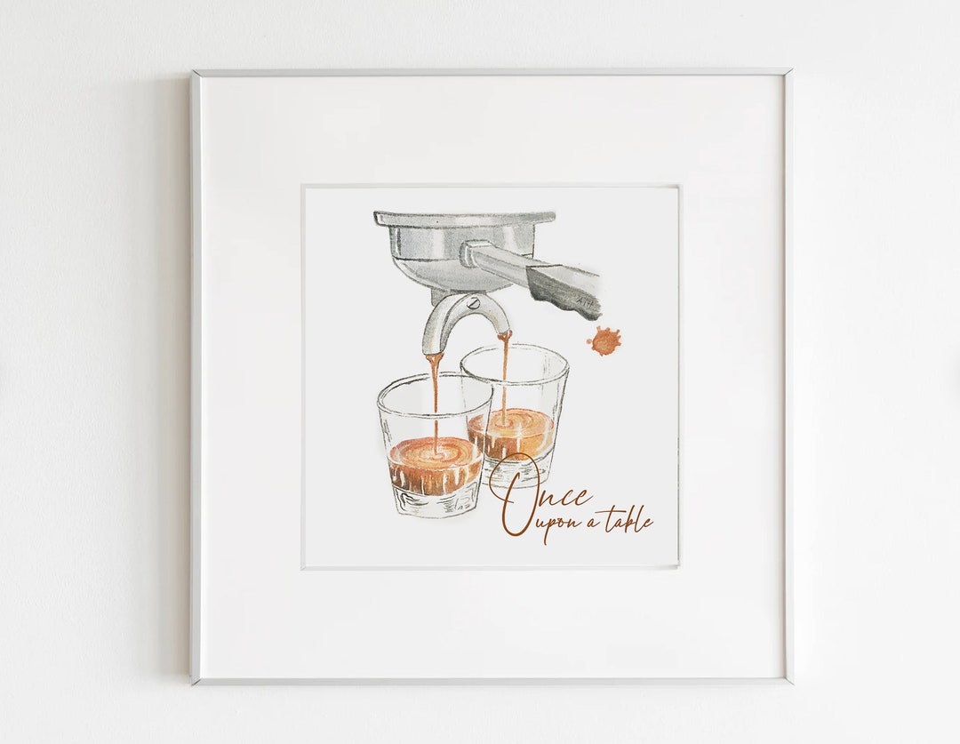 Cup of Espresso Two Cups of Coffee Art Print Coffee Poster Affiche Cafe ...