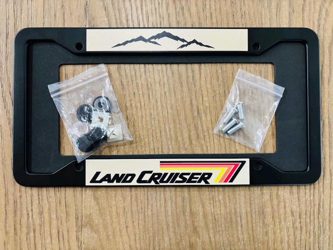 Land Cruiser License Plate Frame: Retro Stripes, Mountain Off-road ...