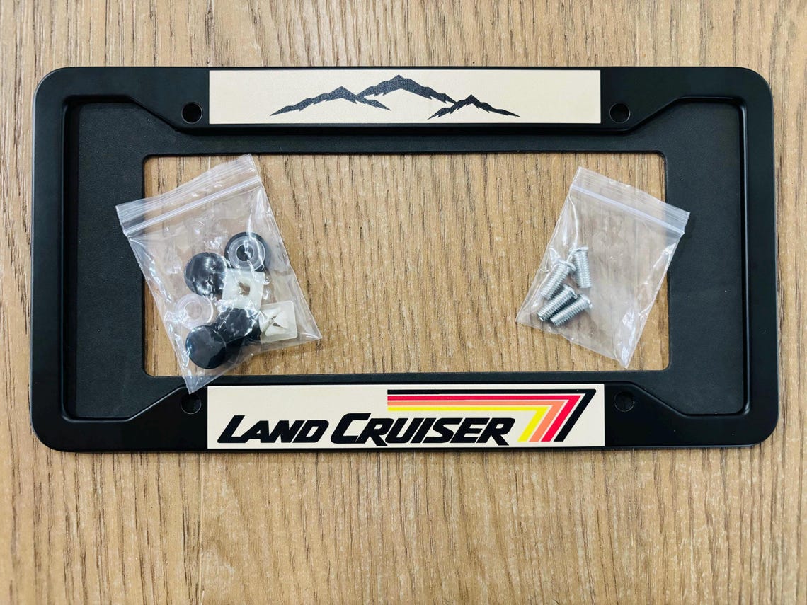 Land Cruiser License Plate Frame: Retro Stripes, Mountain Off-road ...