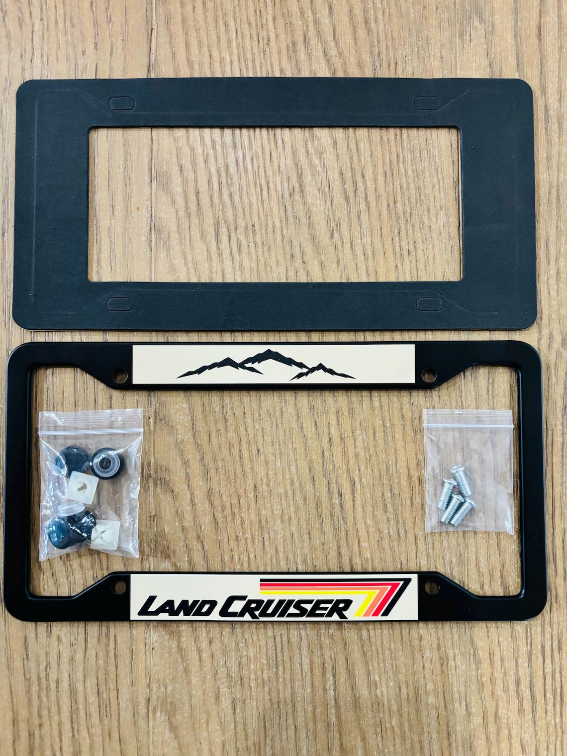 Land Cruiser License Plate Frame: Retro Stripes, Mountain Off-road ...