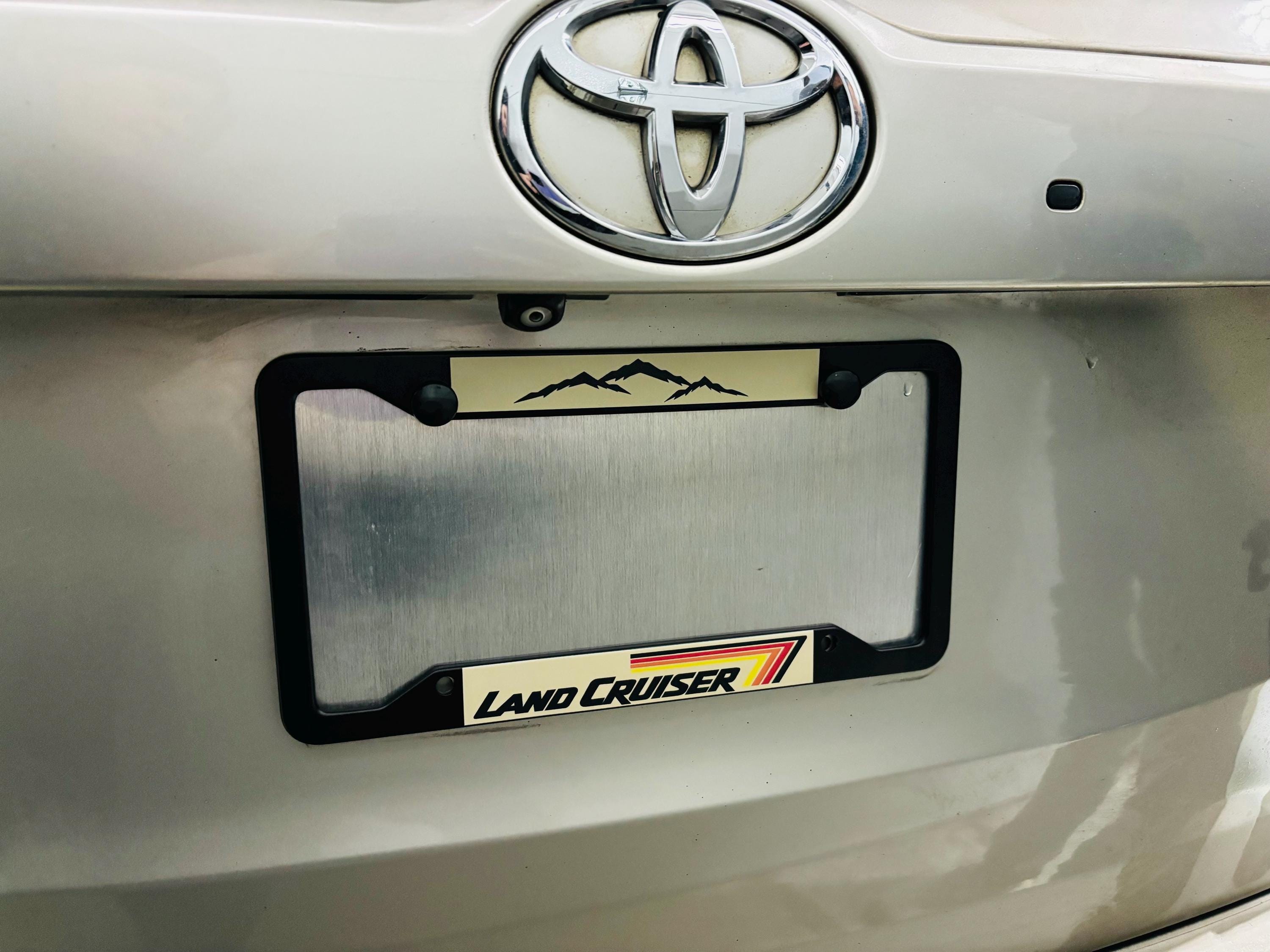 Land Cruiser License Plate Frame: Retro Stripes, Mountain Off-road ...