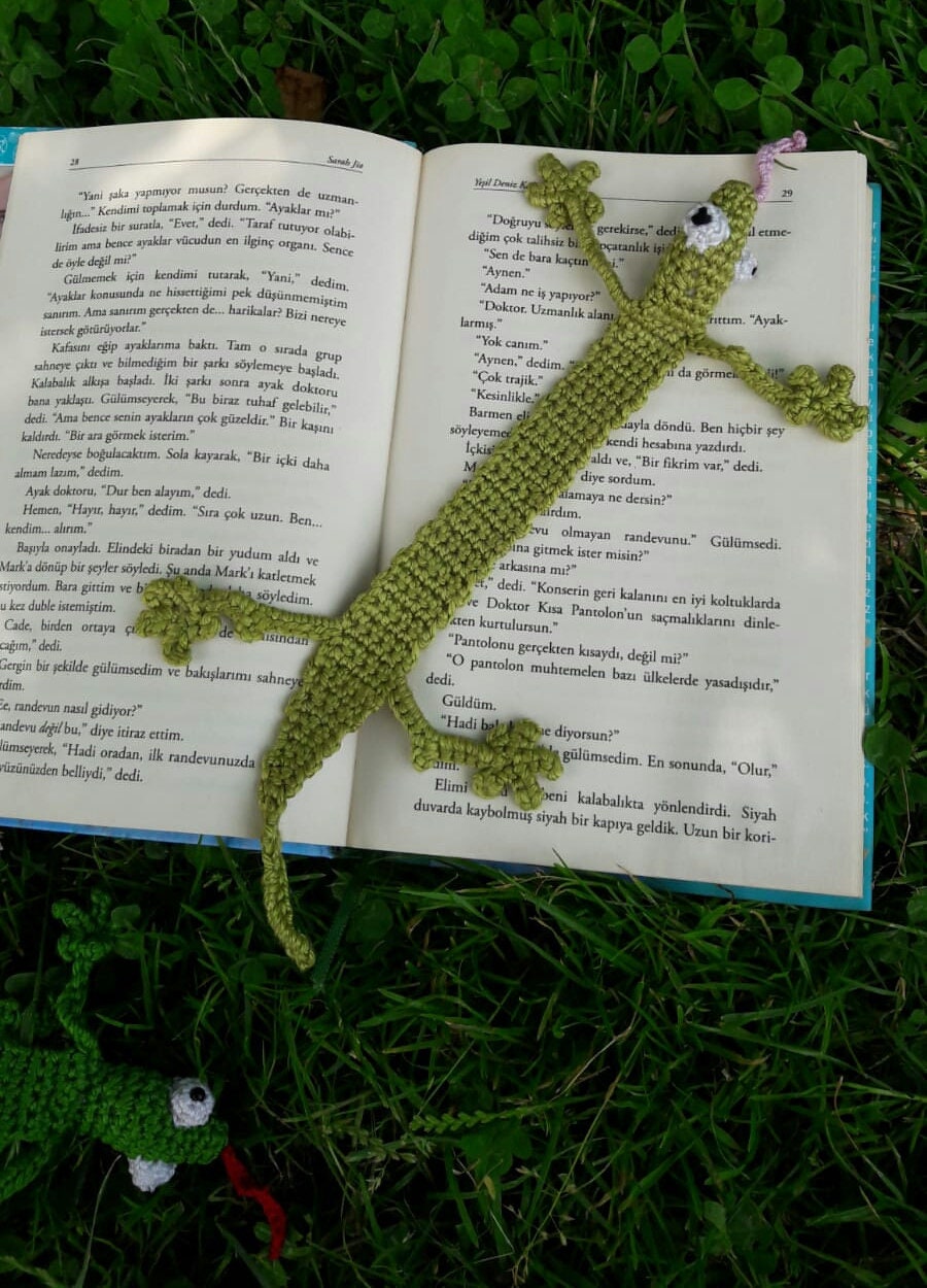 Croched Funny Lizard Bookmark Knitted Amigurumi Lizard Best | Etsy