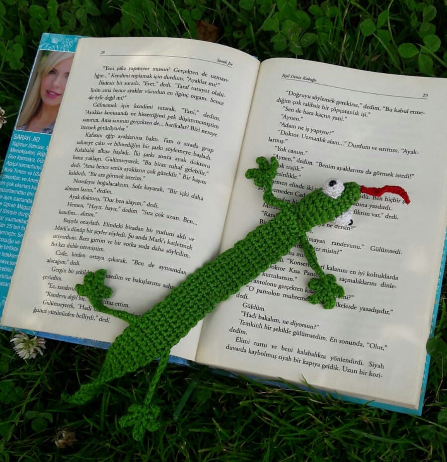 Croched Funny Lizard Bookmark Knitted Amigurumi Lizard Best | Etsy