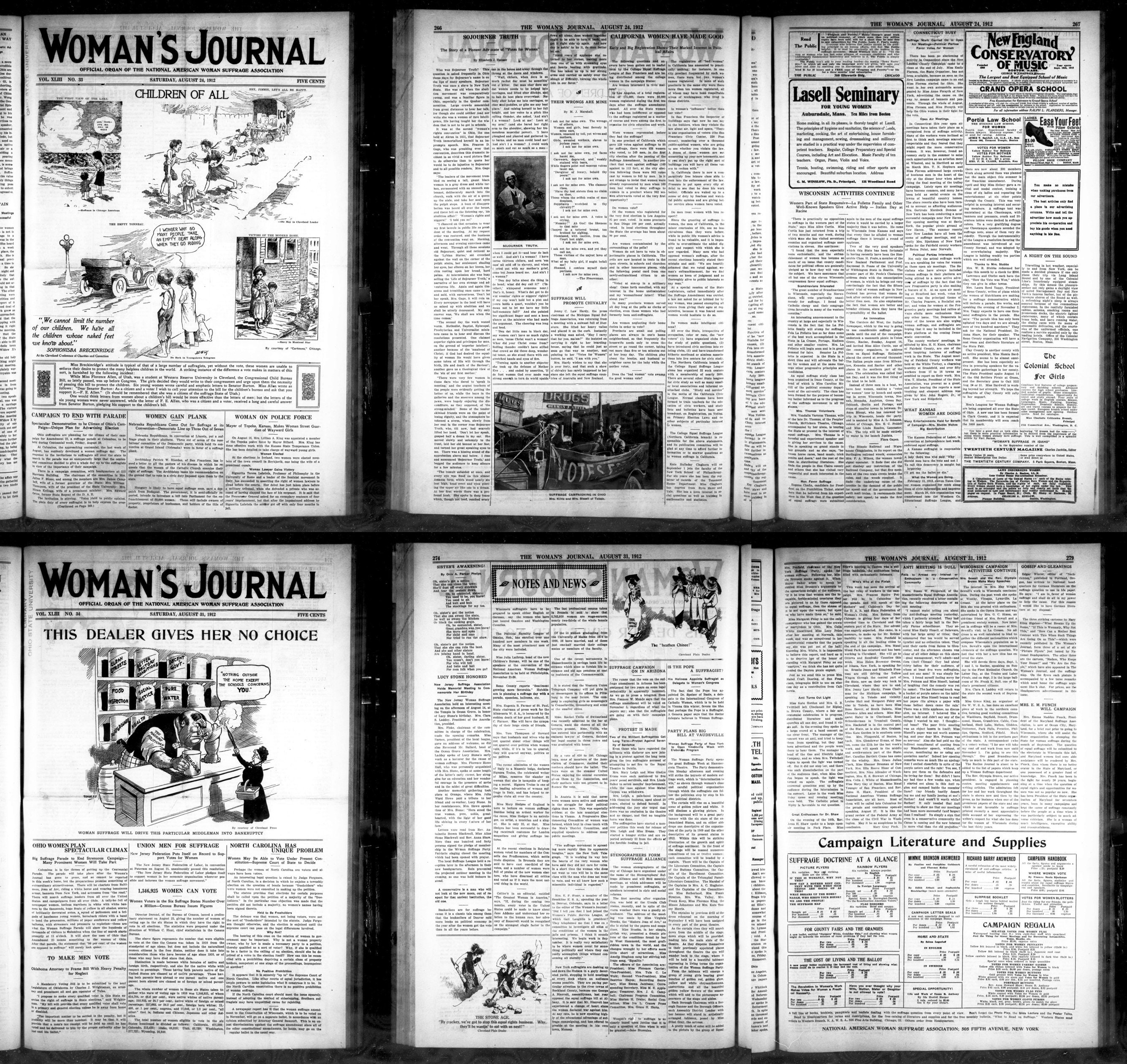 The Woman's Journal and Suffrage News 1912 Collection. All 52 Weekly ...
