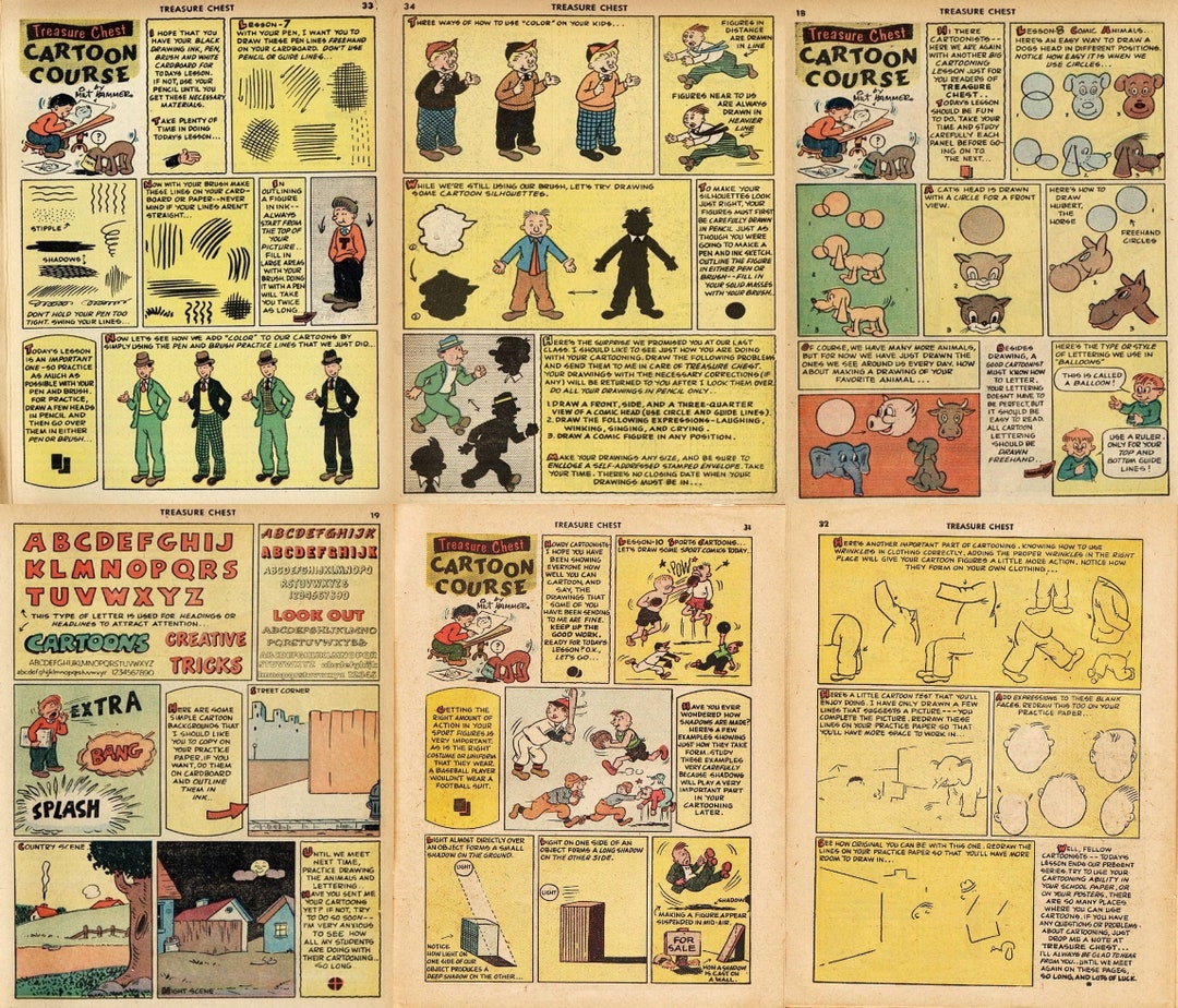 1950s Vintage Cartoon Drawing Course: Comic Art Guide (PDF) - Etsy