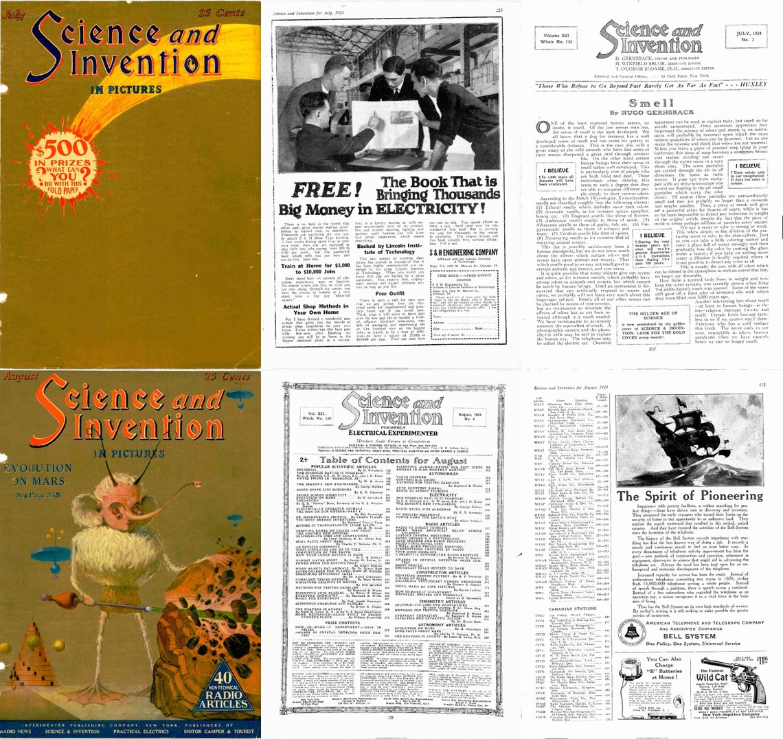 Science and Invention Magazines Vol 12, 1924 to 1925, Vintage Science ...