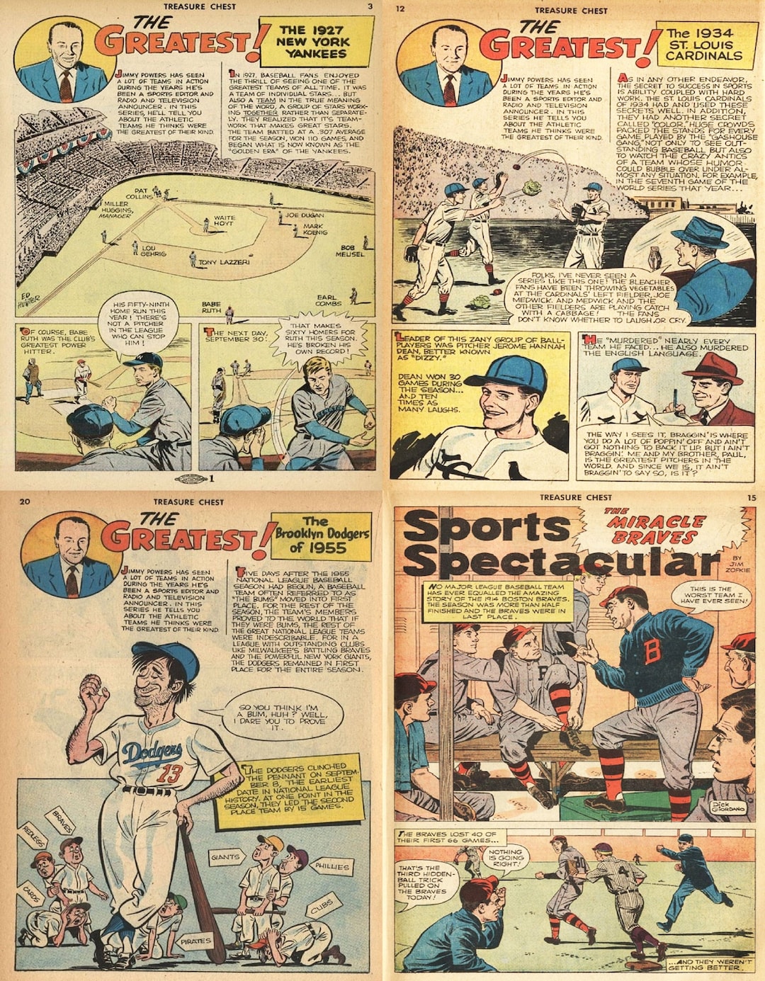 Baseball's Greatest Teams Comic Stories. Boston Braves, Yankees ...