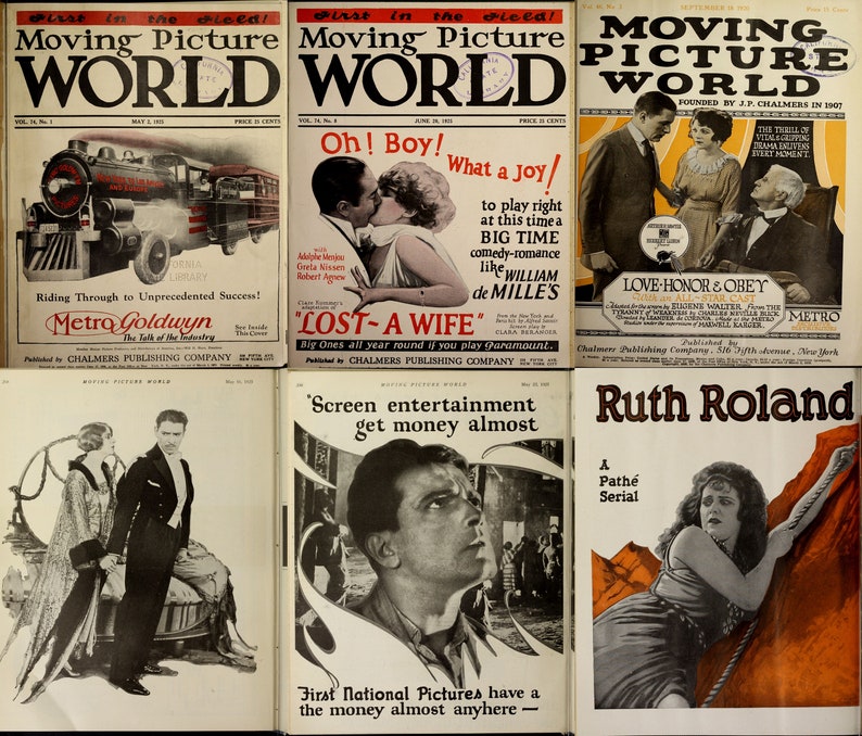 Vintage Movie Magazines Moving Picture World. 1919 to 1925 - 24 Issues ...