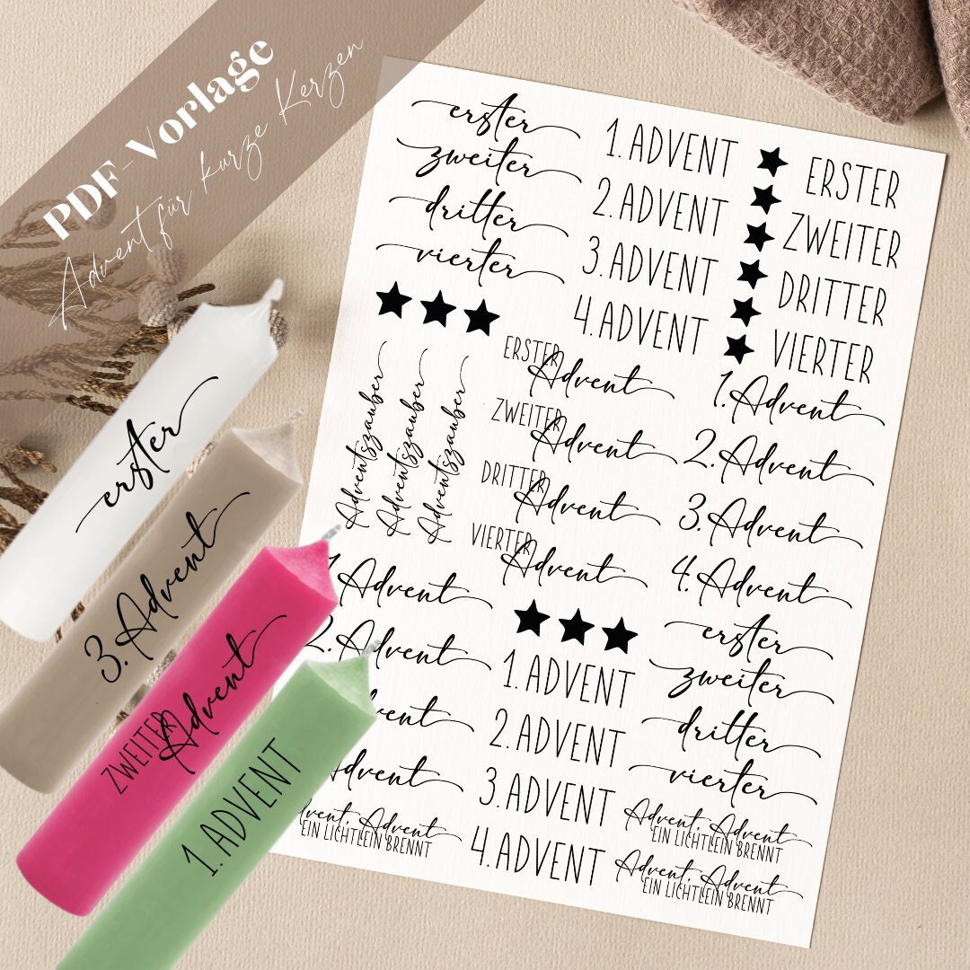 PDF Advent for Short Candles Template Candle Tattoo Candle Sticker ...