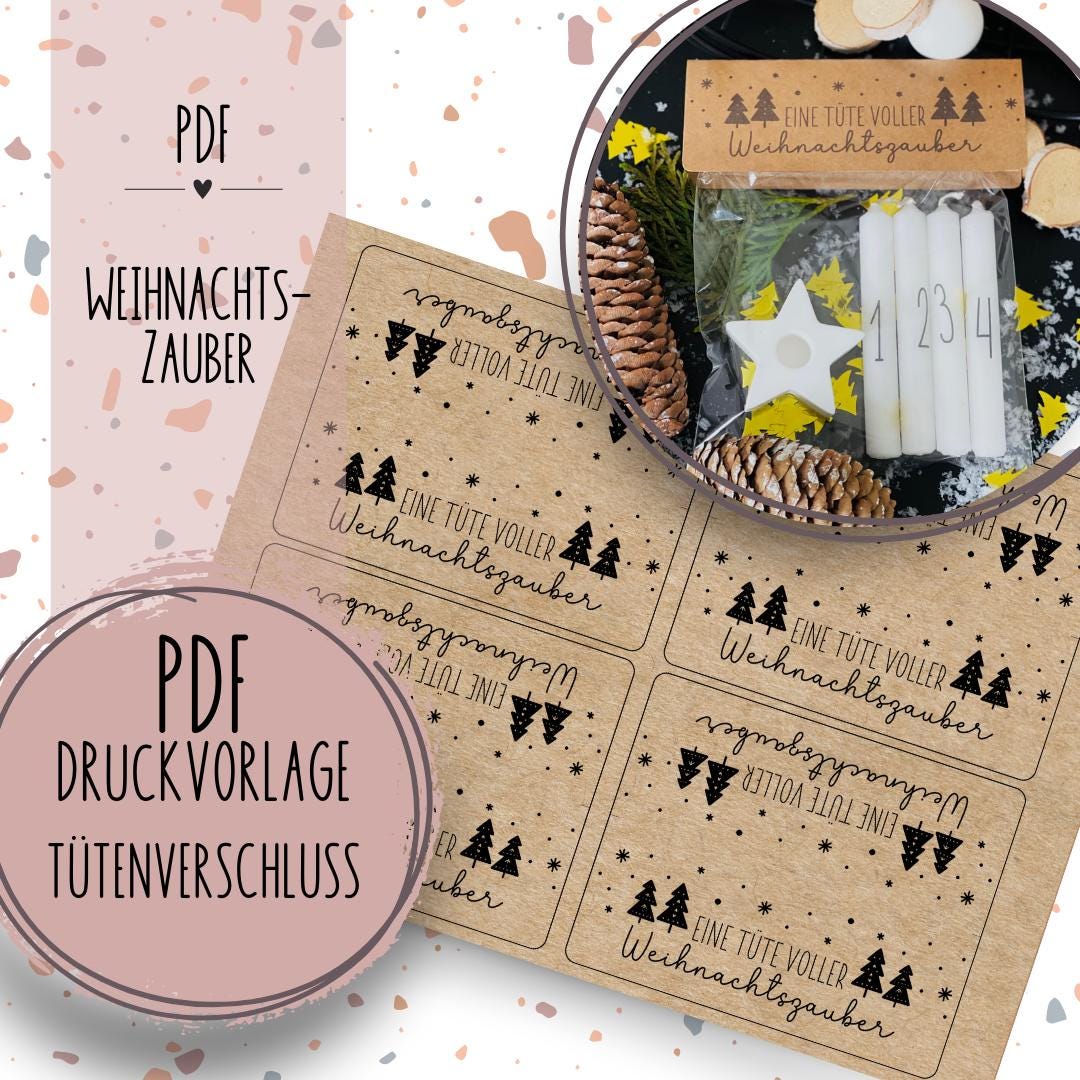Druckvorlage Tütenverschluss "Weihnachtszauber" Advent in der Tüte PDF ...