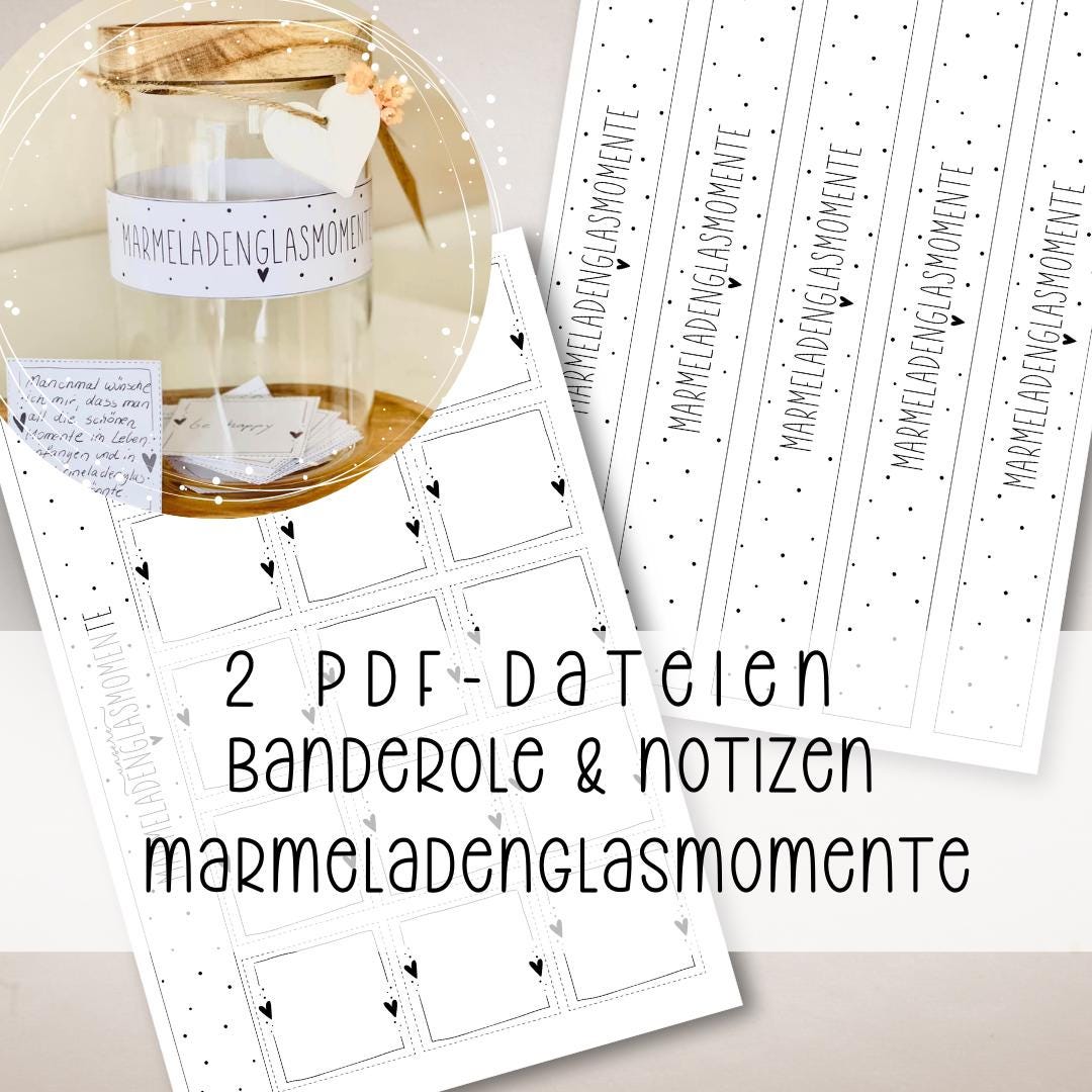 Banderole and Notes Jam Jar Moments PDF Craft File Template for ...