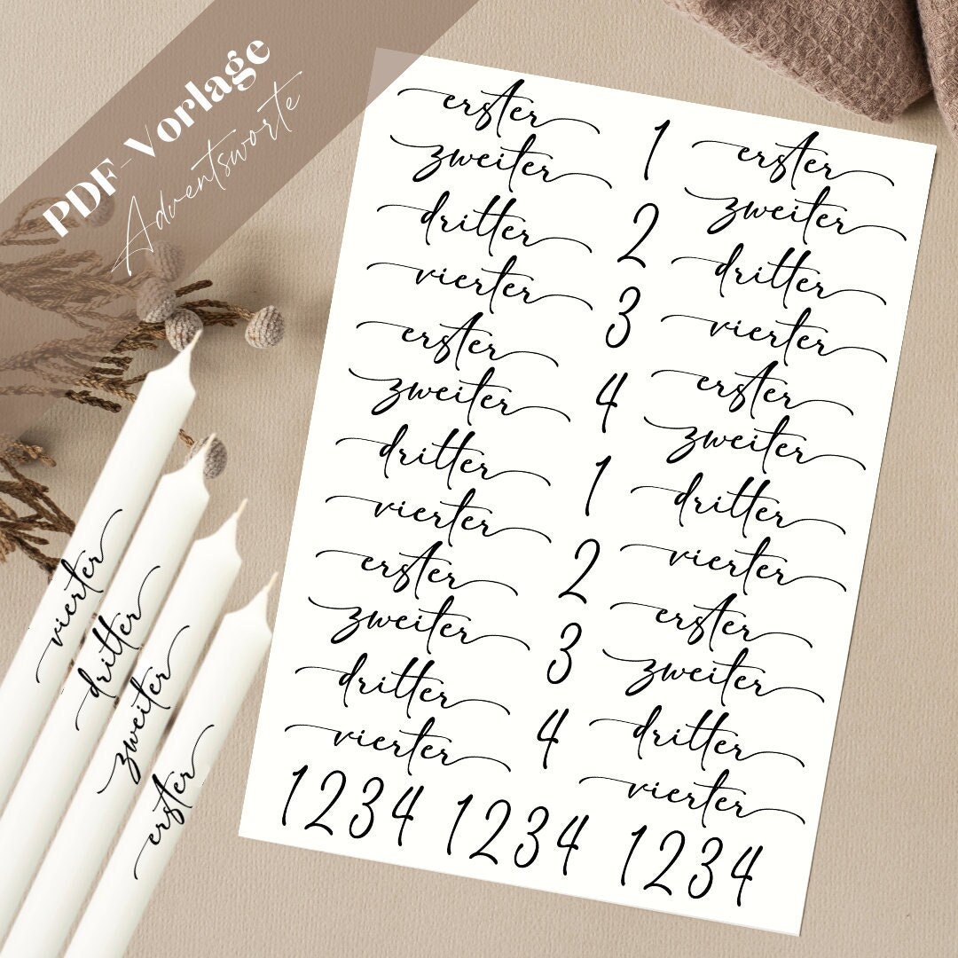 Advent Words PDF Template Candle Tattoo Candle Sticker Candles First ...