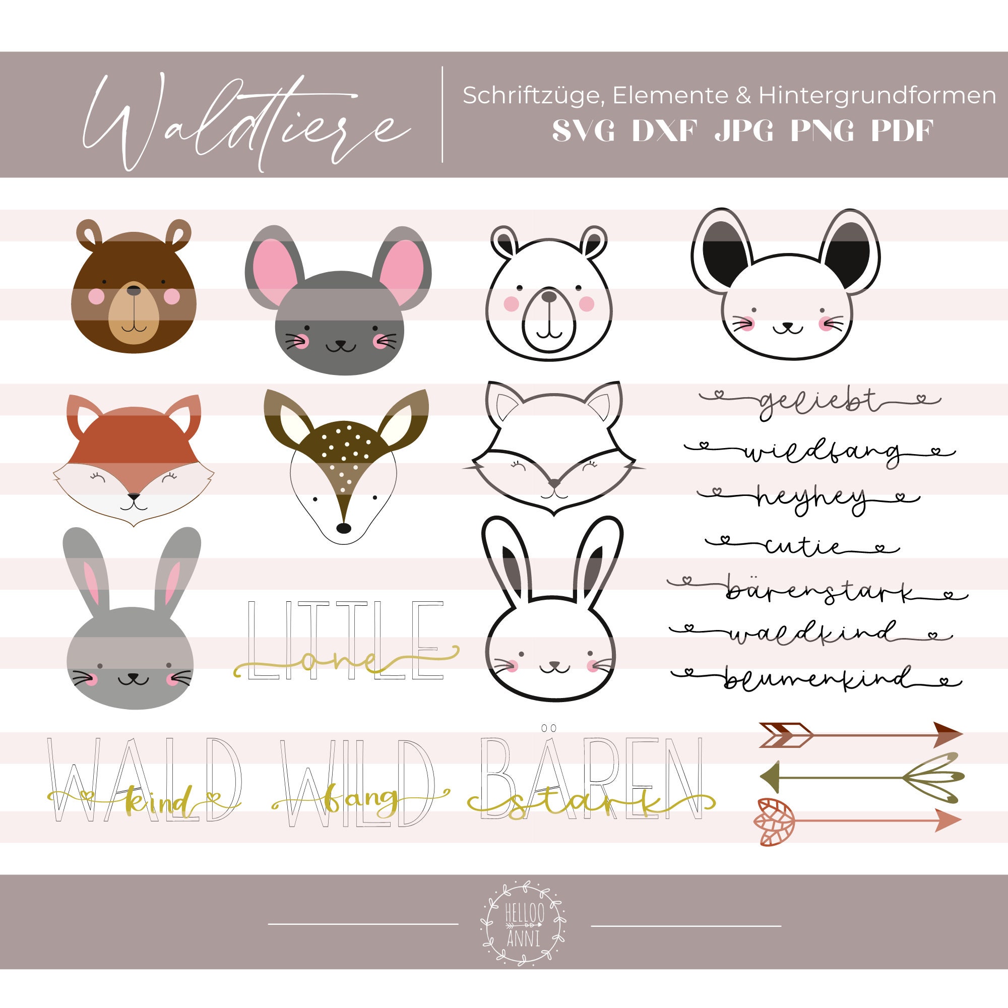 Plott & Stick Waldtiere Plotterdatei mit Stickvorlagen und - Etsy.de