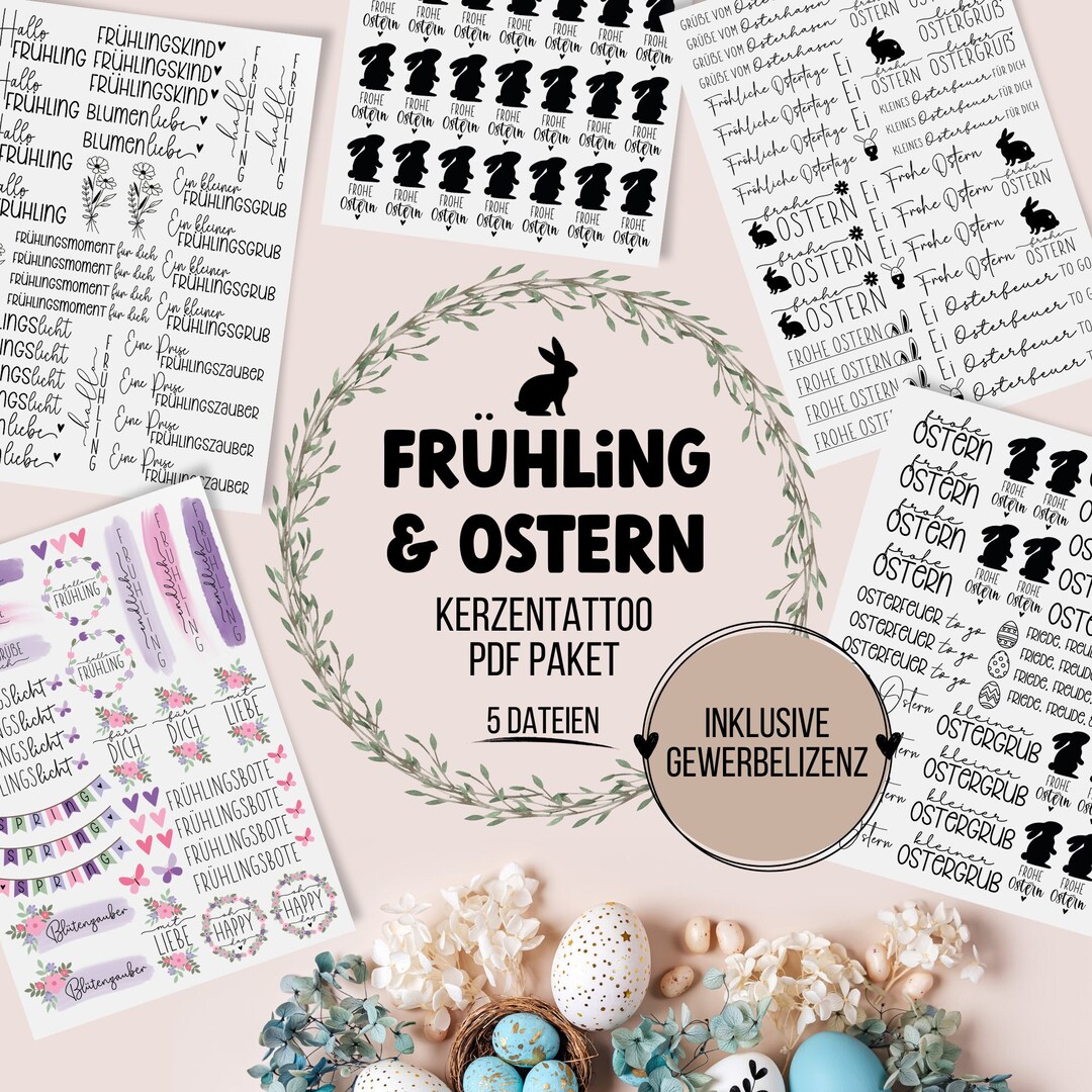 Easter Spring XXL PDF Candle Tattoo Package Including Commercial ...